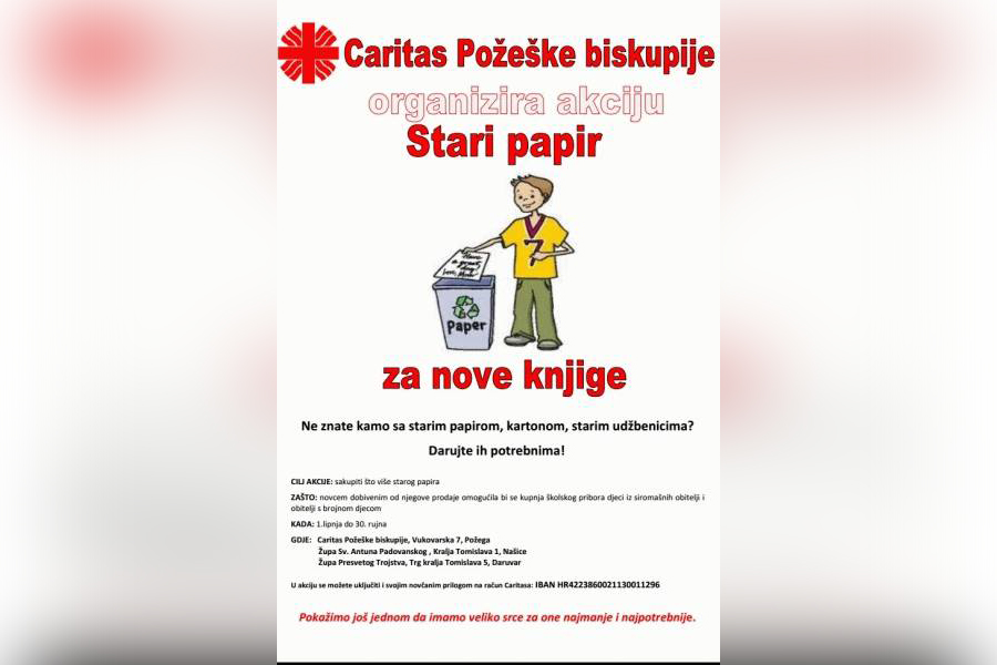 Uključite se u akciju 'Stari papir za nove knjige' | Laudato